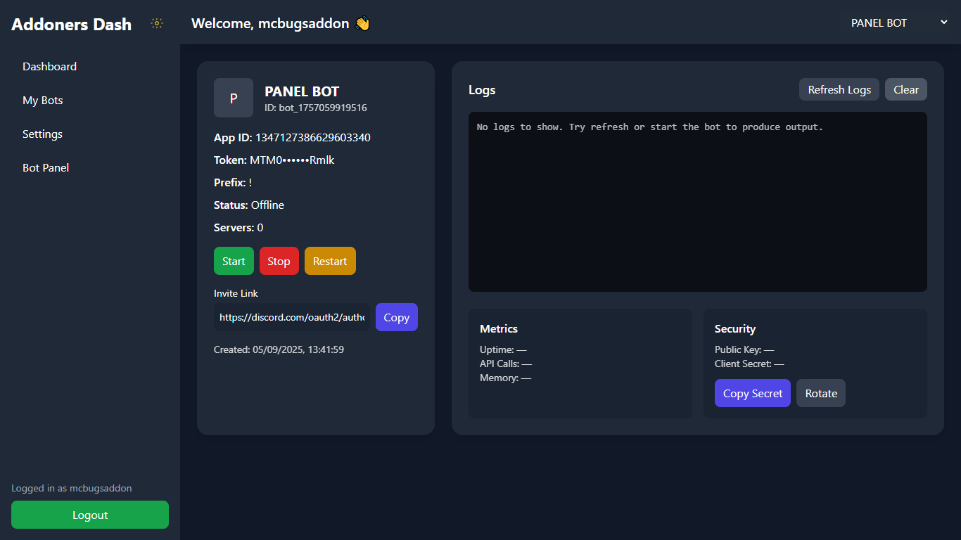Crenors Bot Dash - Discord Bot Dashboard